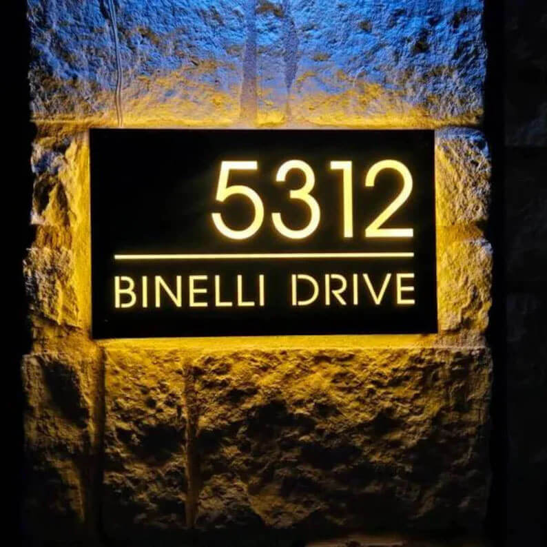Thin House Number Light Box Signs | Weatherproof LED Address Plaque ...